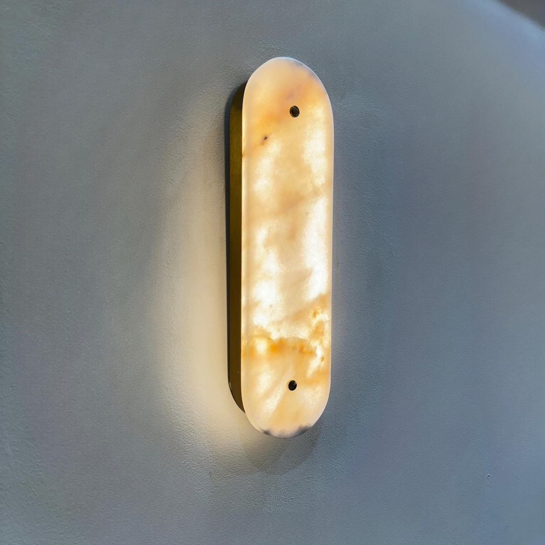 LED Light With Marble Sconce, Marble Wall Light, Modern Wall Sconce ...