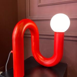 Red Tube Table Lamp, Modern Table Lamp, Red Table Lamp, Unique Table ...