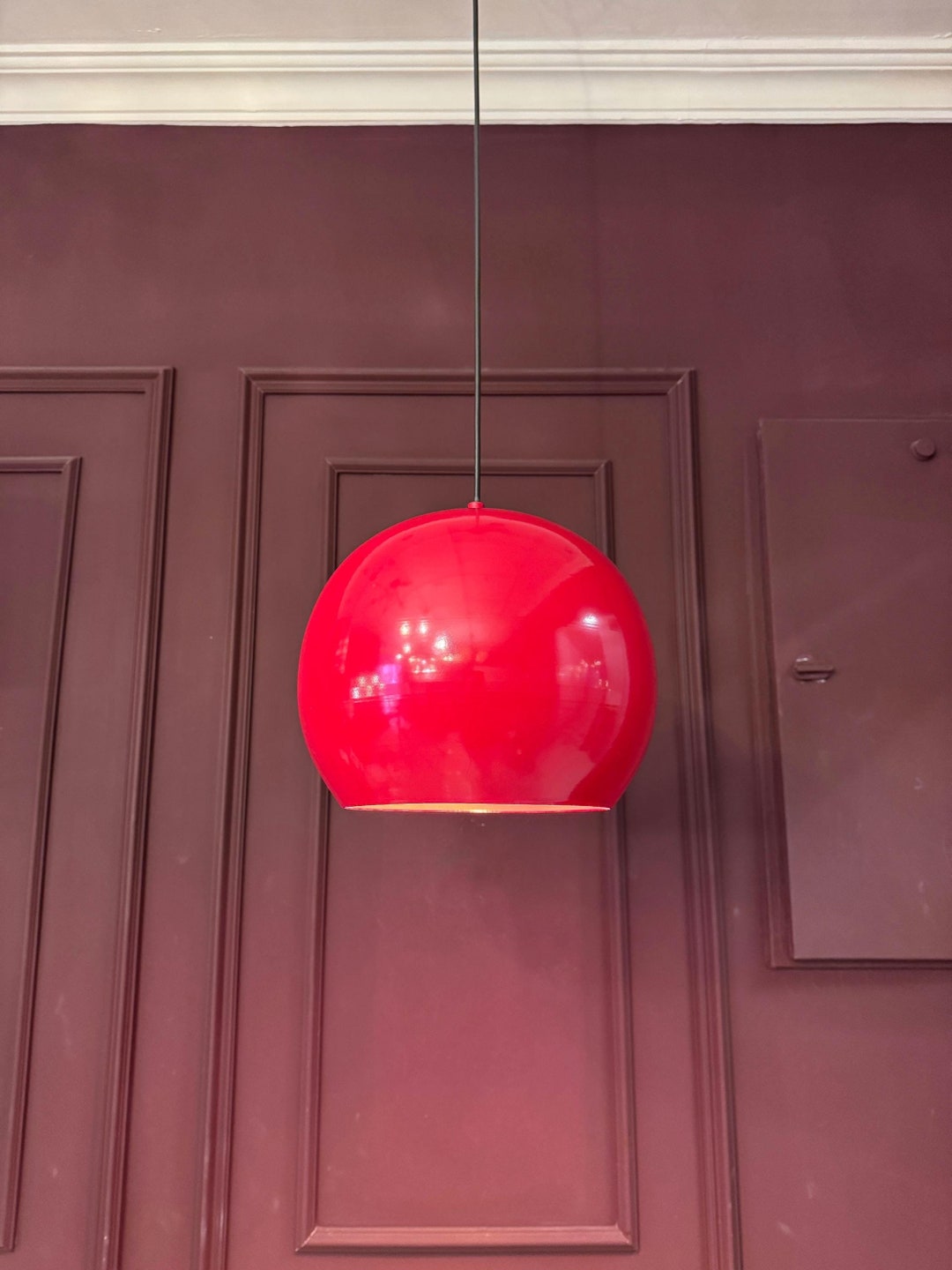 Red Pendant Light, Colored Pendant, Minimalist Pendant Lamp, Globe ...