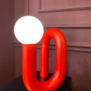 Red Tube Table Lamp, Modern Table Lamp, Red Table Lamp, Unique Table ...