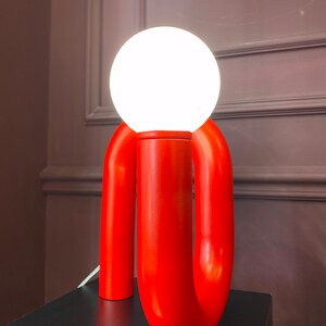 Red Tube Table Lamp, Modern Table Lamp, Red Table Lamp, Unique Table ...