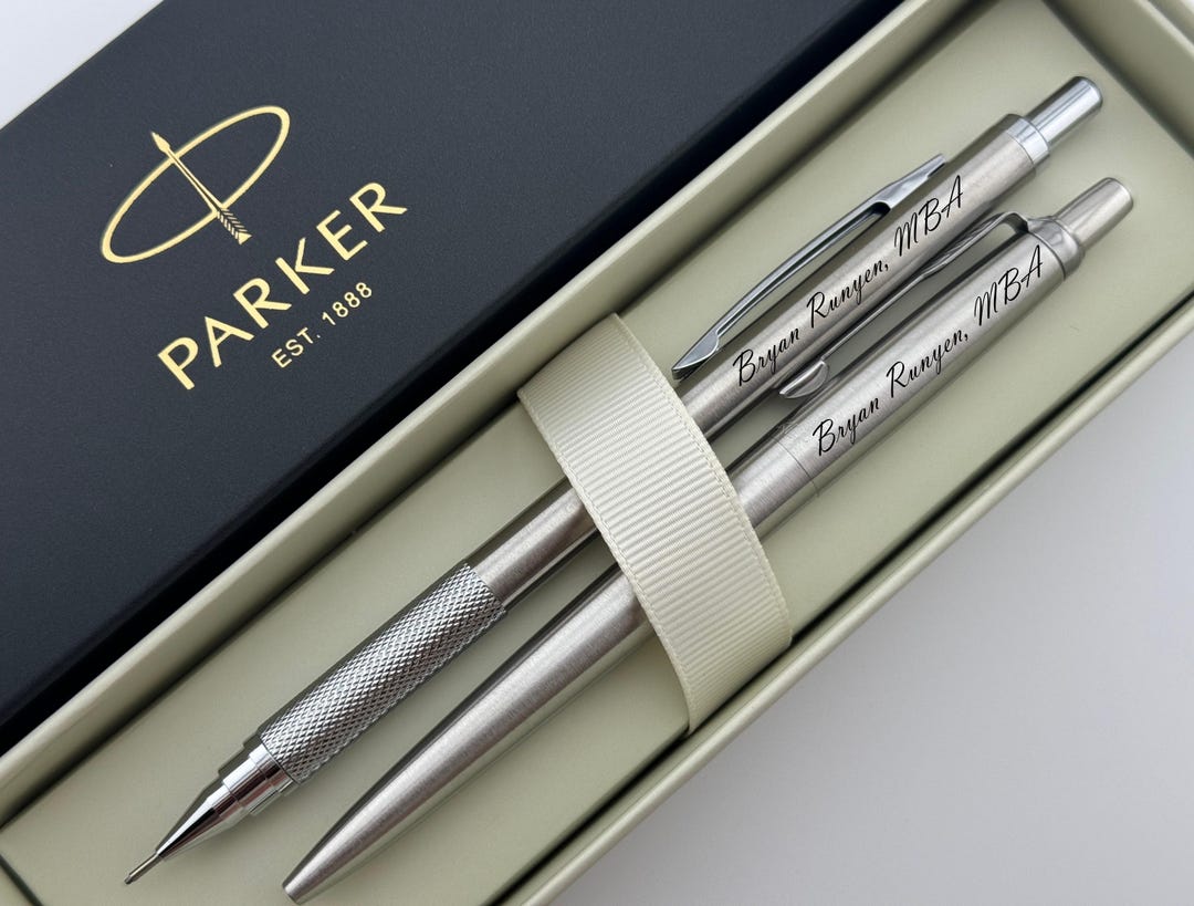 Engraved Parker Pen and Mechanic Pencil Set in Parker Gift Box, Custom ...
