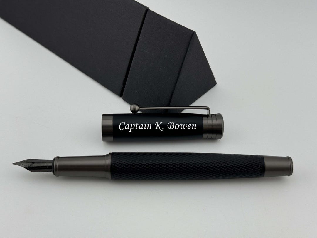 Custom Black Fountain Pen – Engraved Gift for Captain, Lieutenant or ...