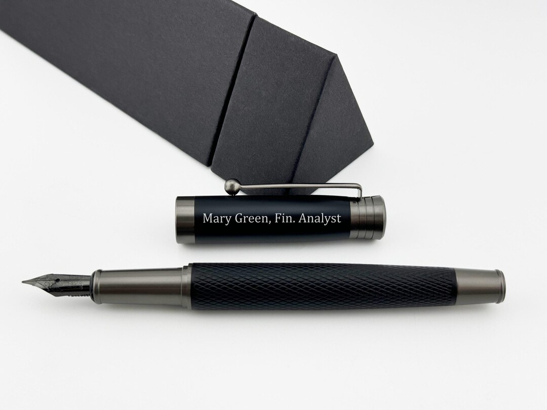 Custom Engraved Black Fountain Pen, Personalized Coworker Gift, HR ...