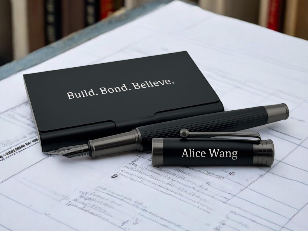 Engraved Fountain Pen & Card Holder – Corporate Gift Set for Promotion ...
