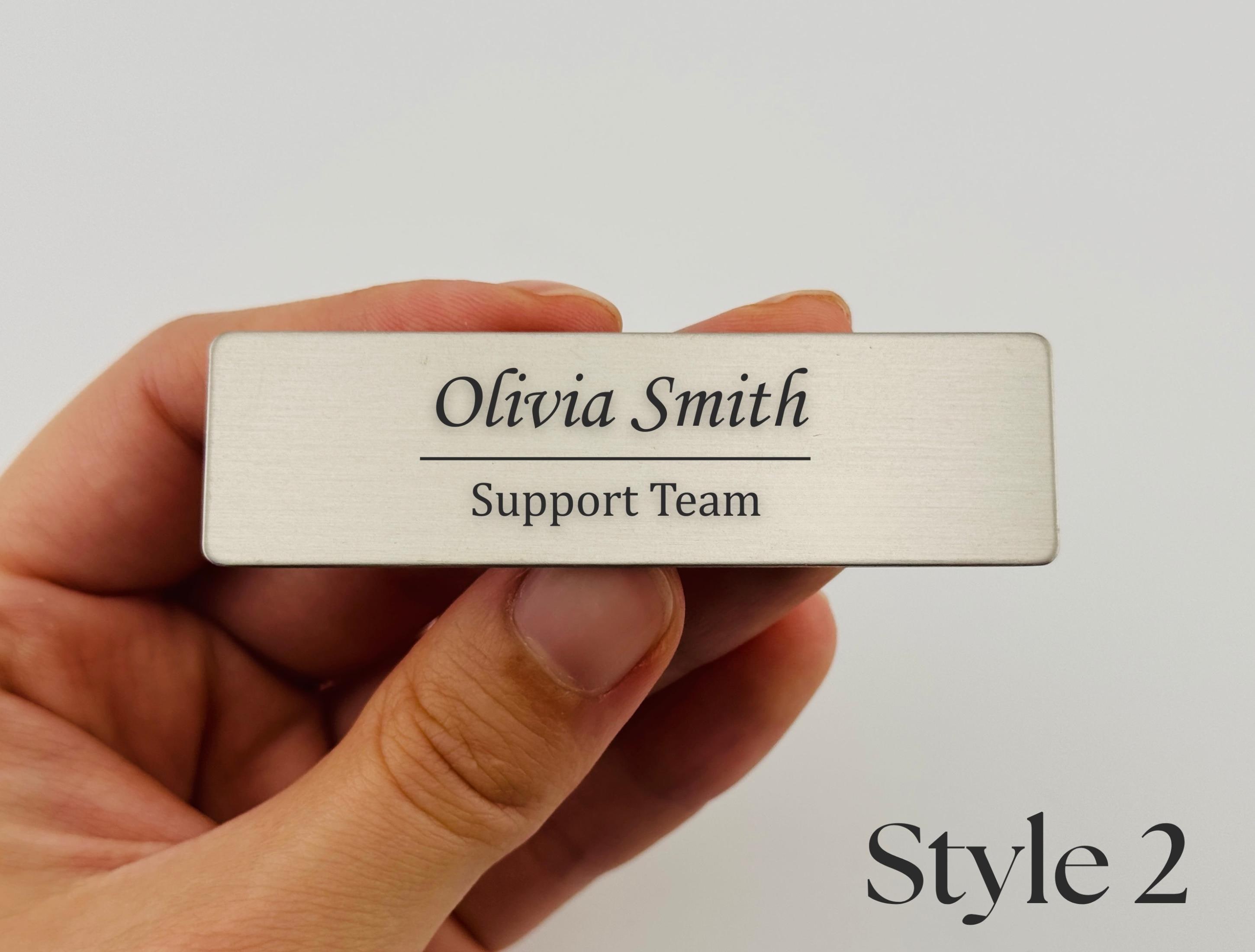 Engraved Metal Name Badge, Custom Magnetic Tag, Personalized Staff ID ...