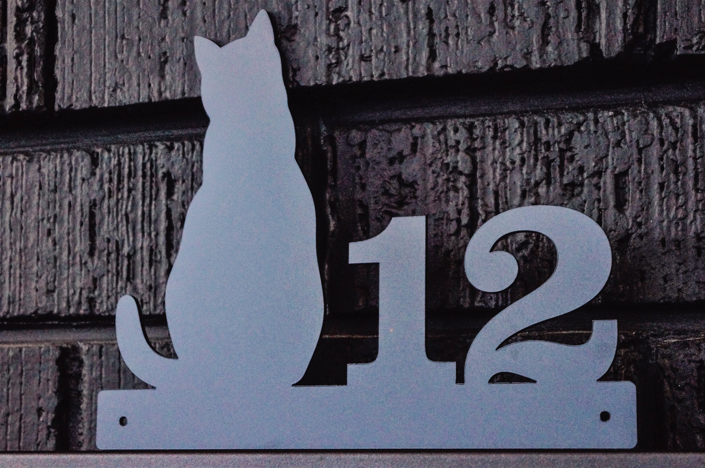 Signo de número de casa personalizado Signo de gato Signo - Etsy México
