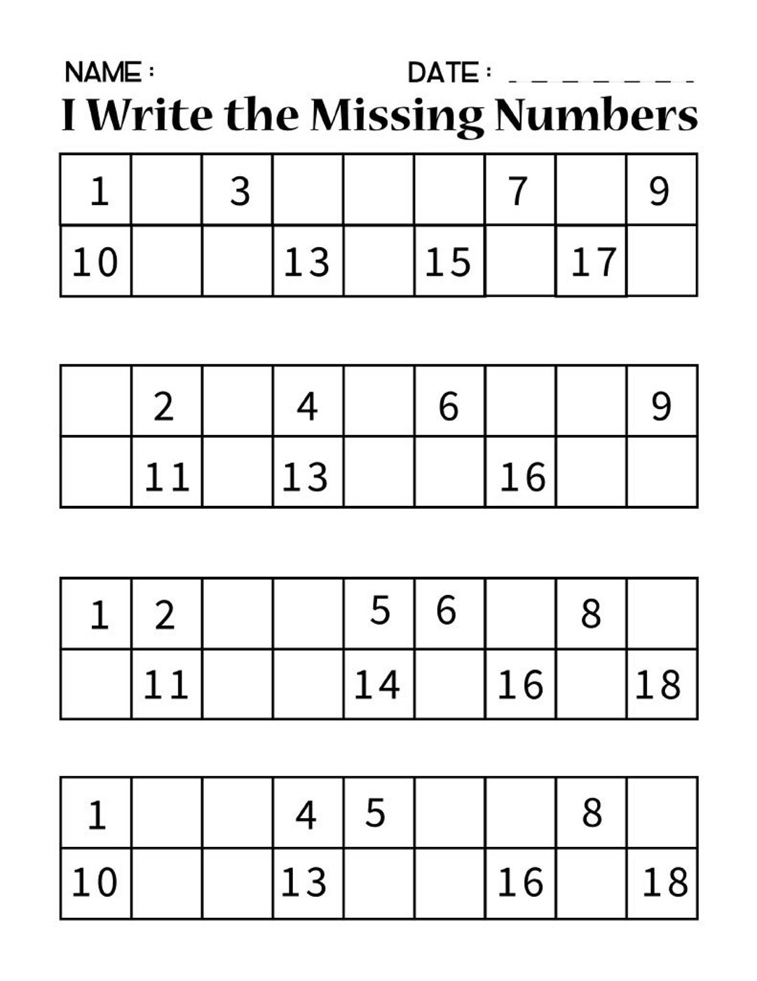 Missing Numbers - Etsy