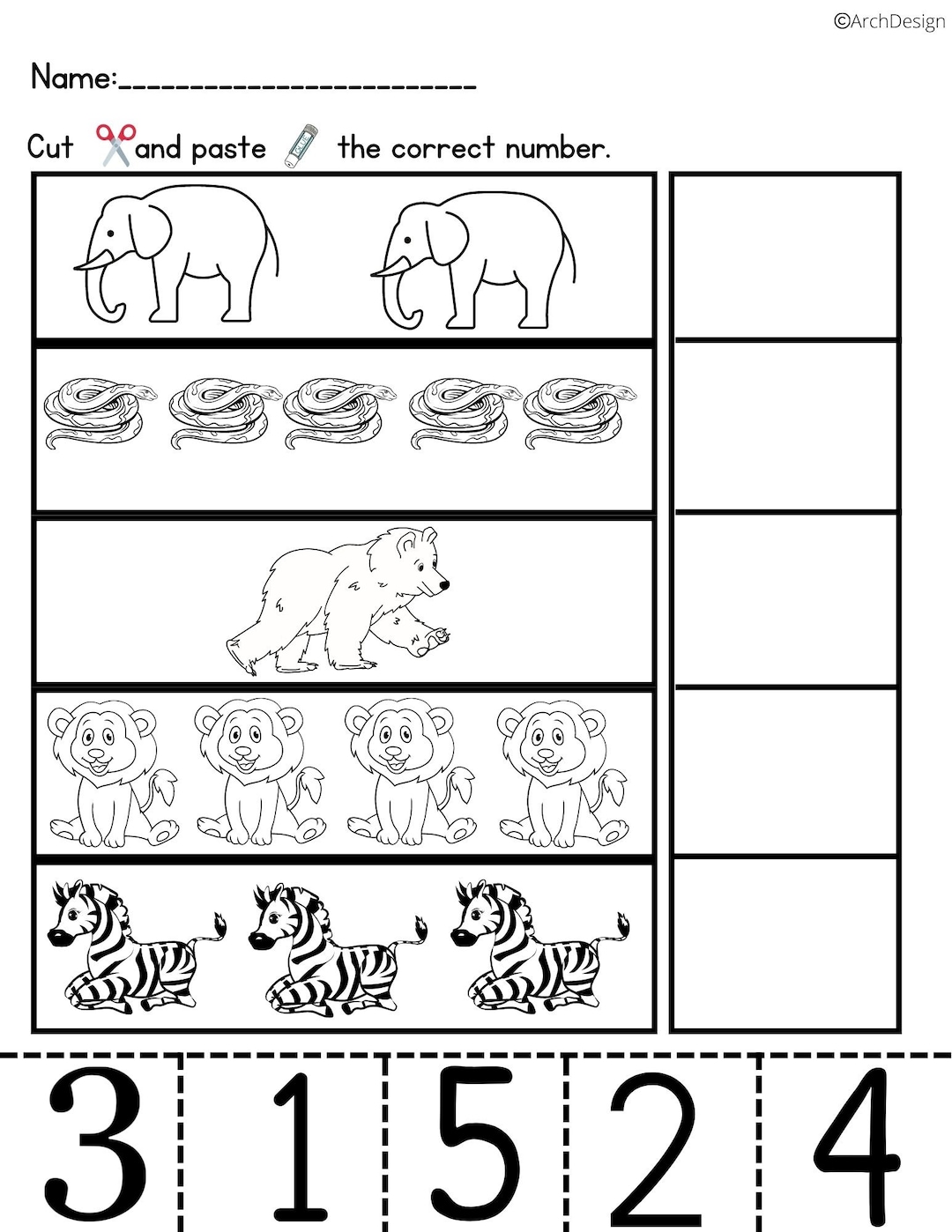 Count & Match Worksheets - Etsy