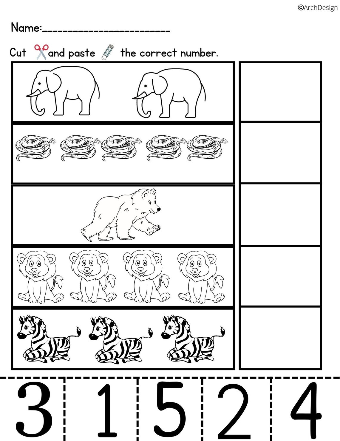 Count & Match Worksheets - Etsy