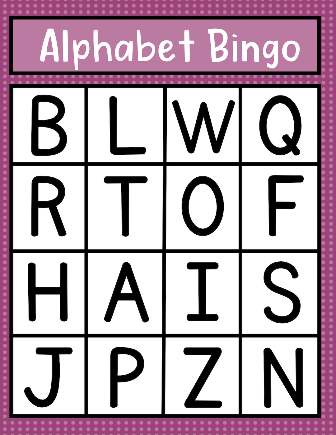 Alphabet Bingo - Etsy