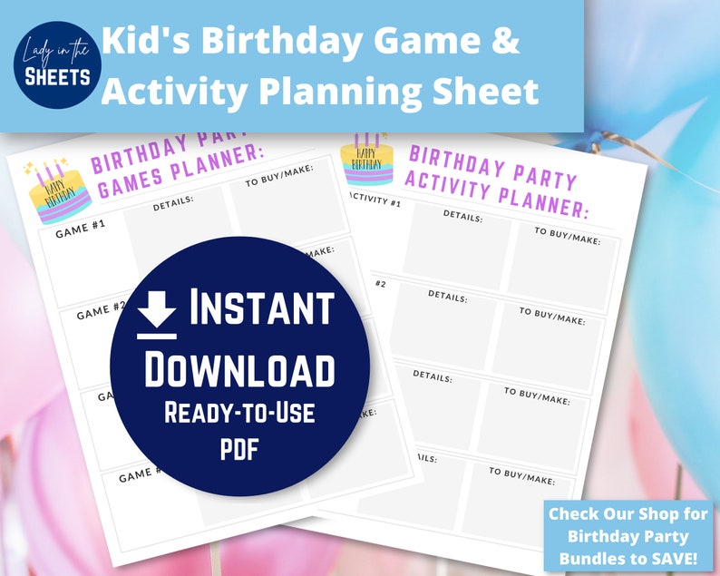 Kid's Birthday Party Planning Guide Bundle - Digital Download 9 PDFS ...