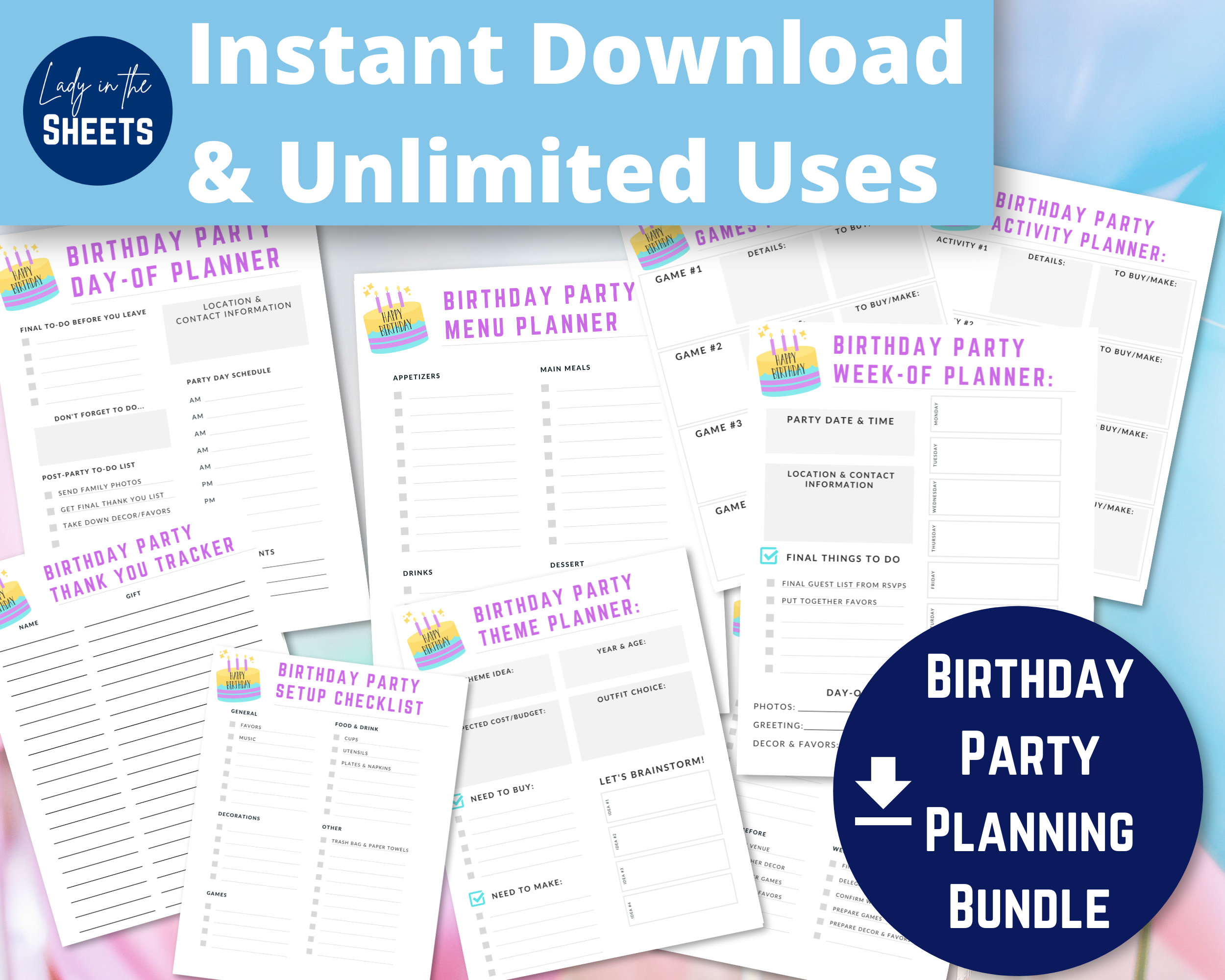 Kid's Birthday Party Planning Guide Bundle - Digital Download 9 PDFS - Etsy