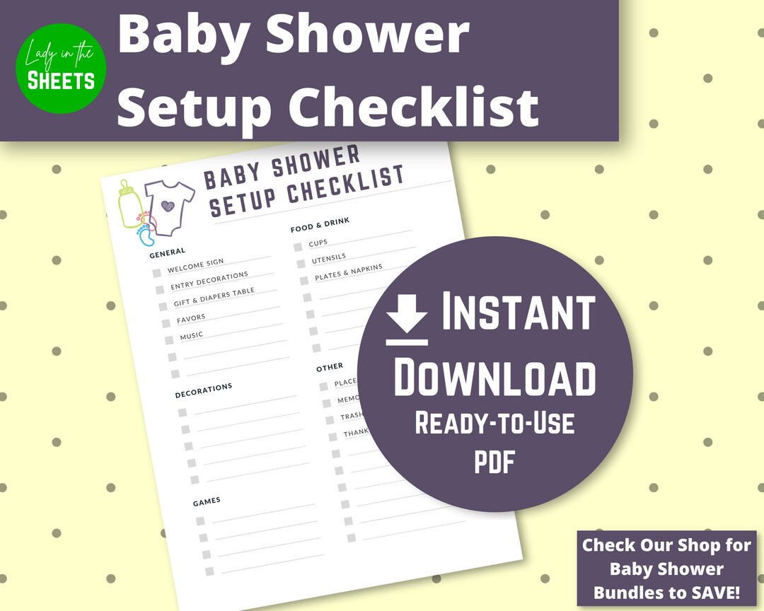Baby Shower Setup Checklist - Instant Digital Download PDF - Etsy