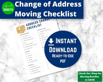 Change of Address Checklist | Digital Download | Moving Checklist | New ...