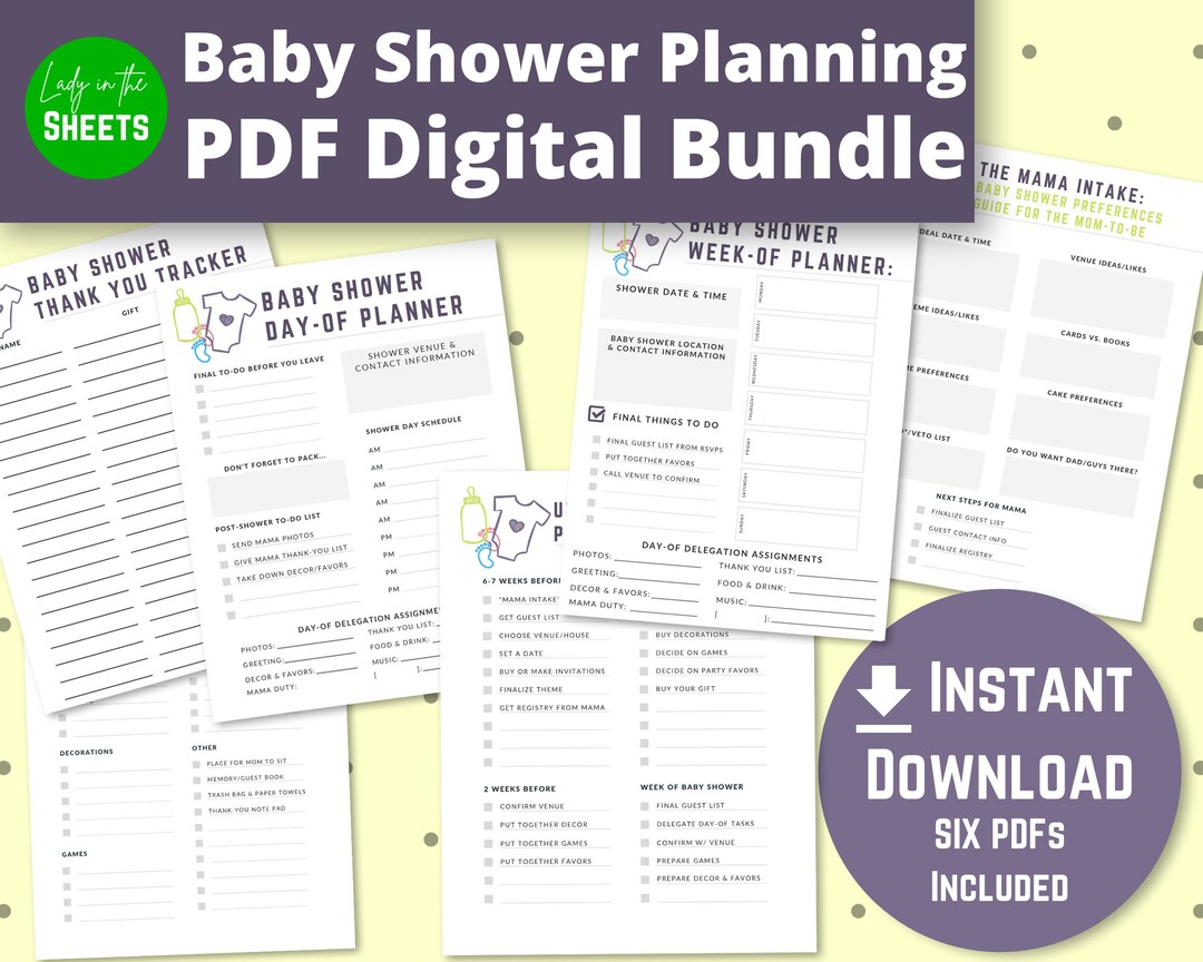 Baby Shower Planning Bundle - Digital Download 6 PDFS - Etsy