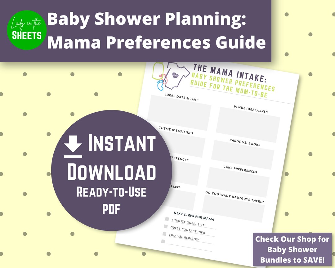 Baby Shower Preferences Guide/mom Q-and-a - Instant Digital Download ...