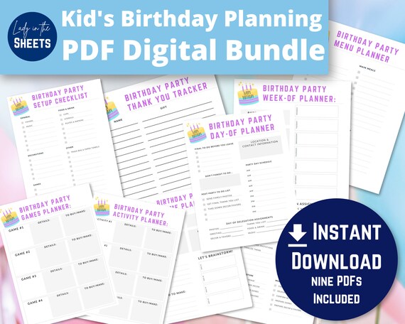 Kid's Birthday Party Planning Guide Bundle Digital | Etsy