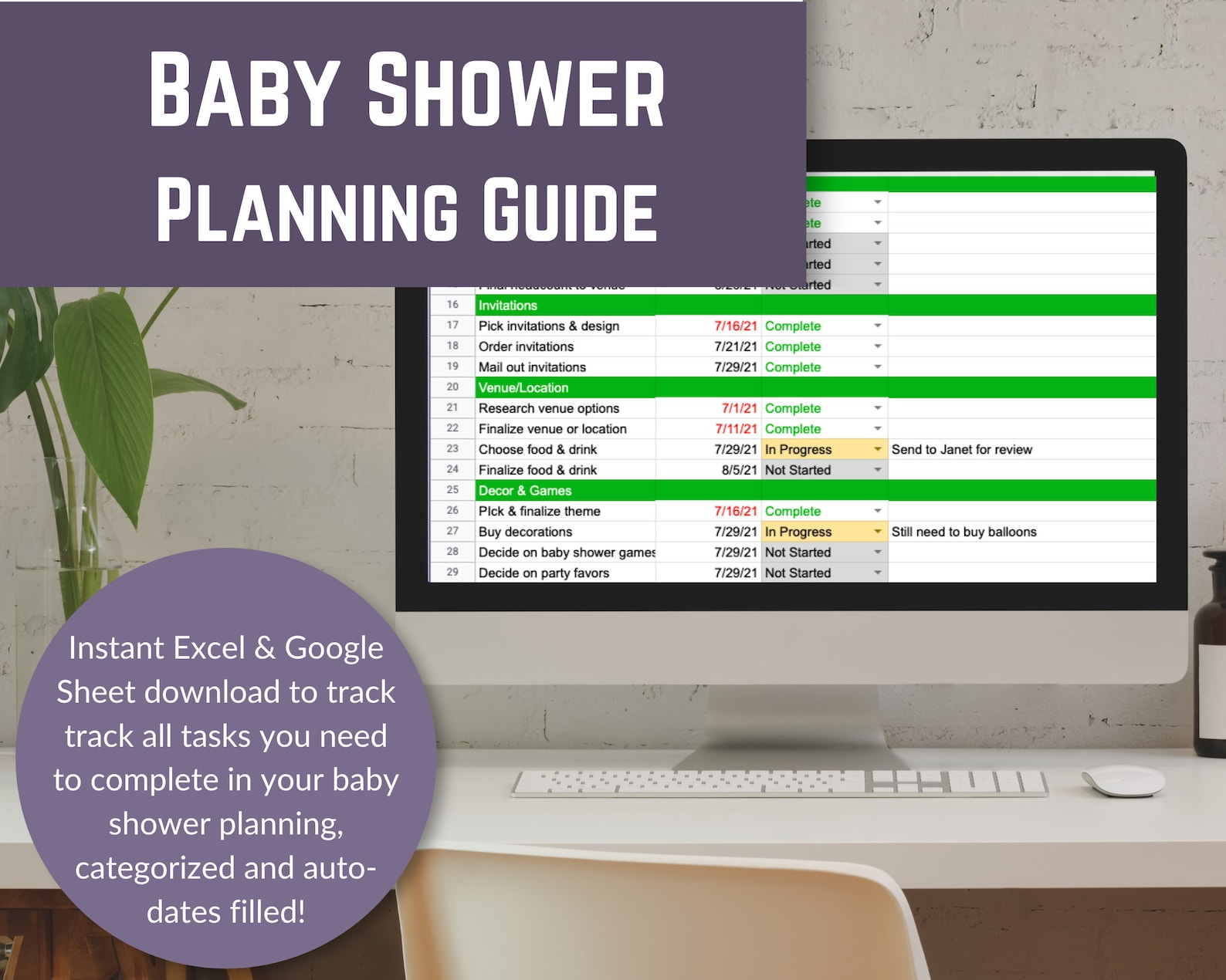 Ultimate Baby Shower Planning Guide/list - Digital Excel/google Sheet ...