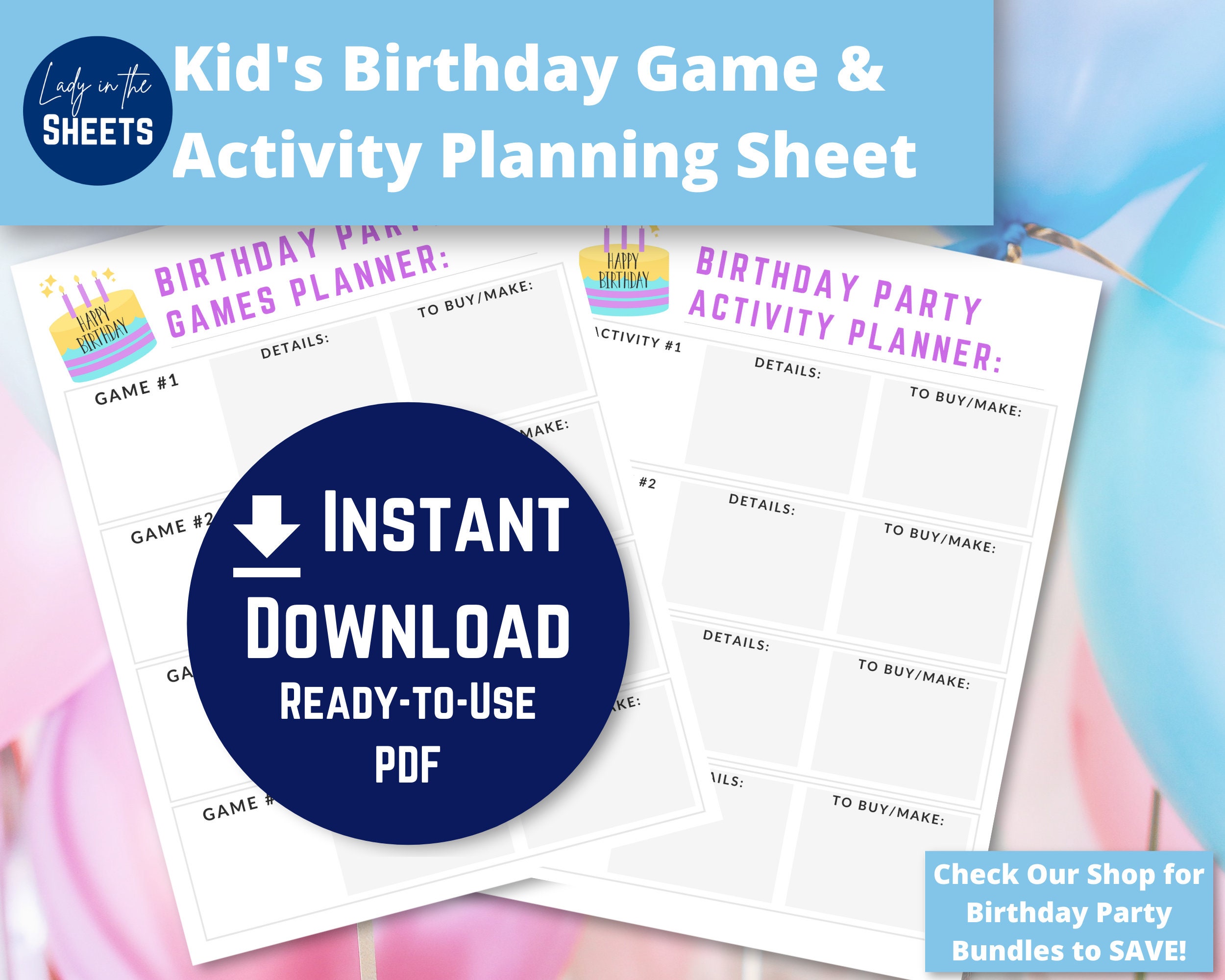 Kid's Birthday Party Planning Guide Bundle - Digital Download 9 PDFS - Etsy