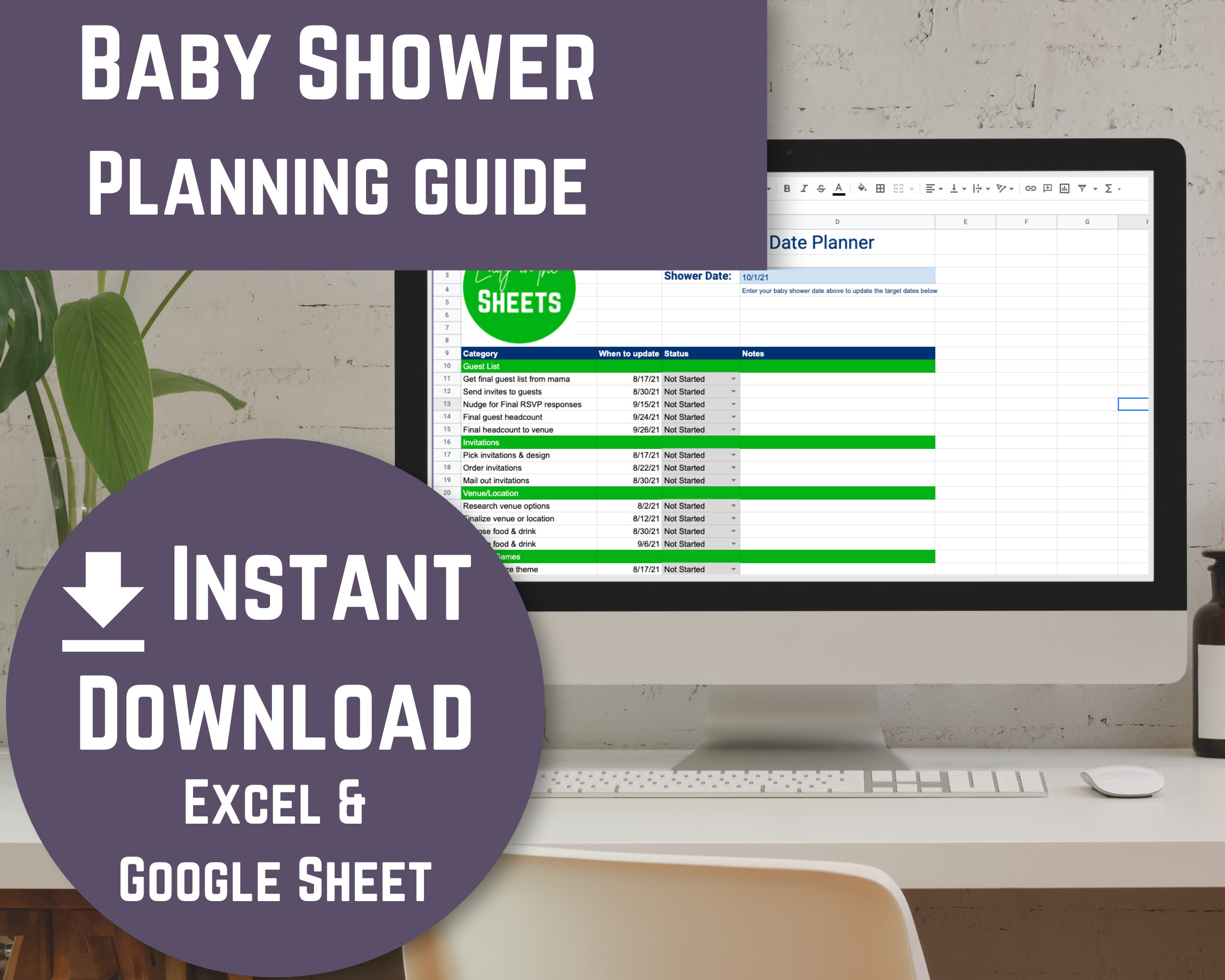 Ultimate Baby Shower Planning Guide/list - Digital Excel/google Sheet ...