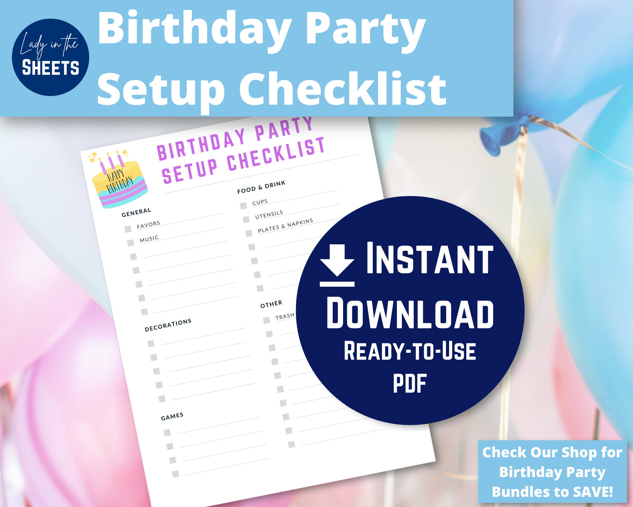 Kid's Birthday Party Planning Guide Bundle - Digital Download 9 PDFS ...