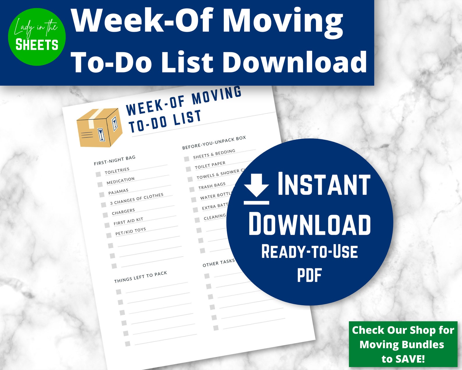 Moving Week Planner & Checklist Instant Digital Download 2 | Etsy
