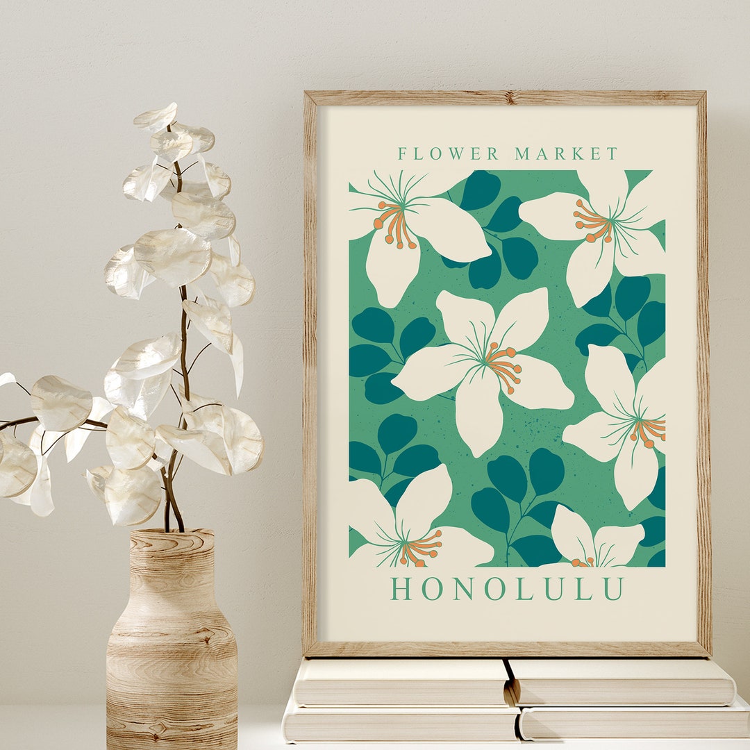 Flower Market Prints Honolulu Poster Botanical Wall Art Floral Decor ...