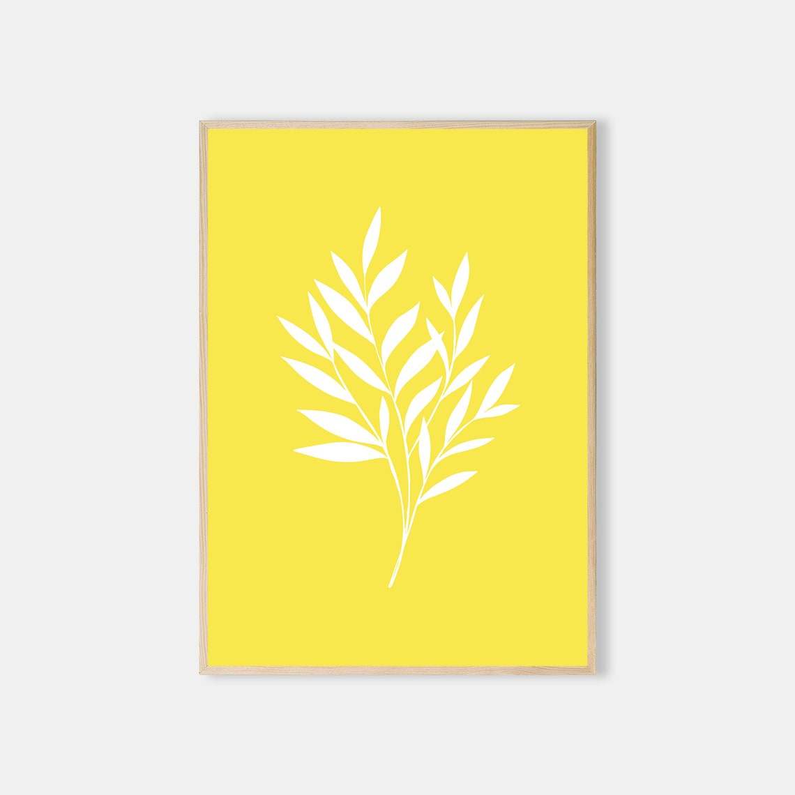Yellow Gray Set of 3 Prints Leaf Poster Yellow Printable Wall Art ...