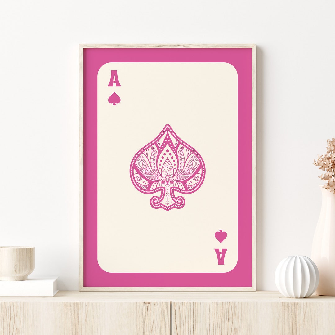 Pink Ace of Spades Card Wall Art, Ace Card Poster, Playing Card Poster ...