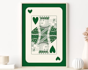 Green Ace of Spades Card Wall Art, Ace Card Poster, Playing Card Poster ...