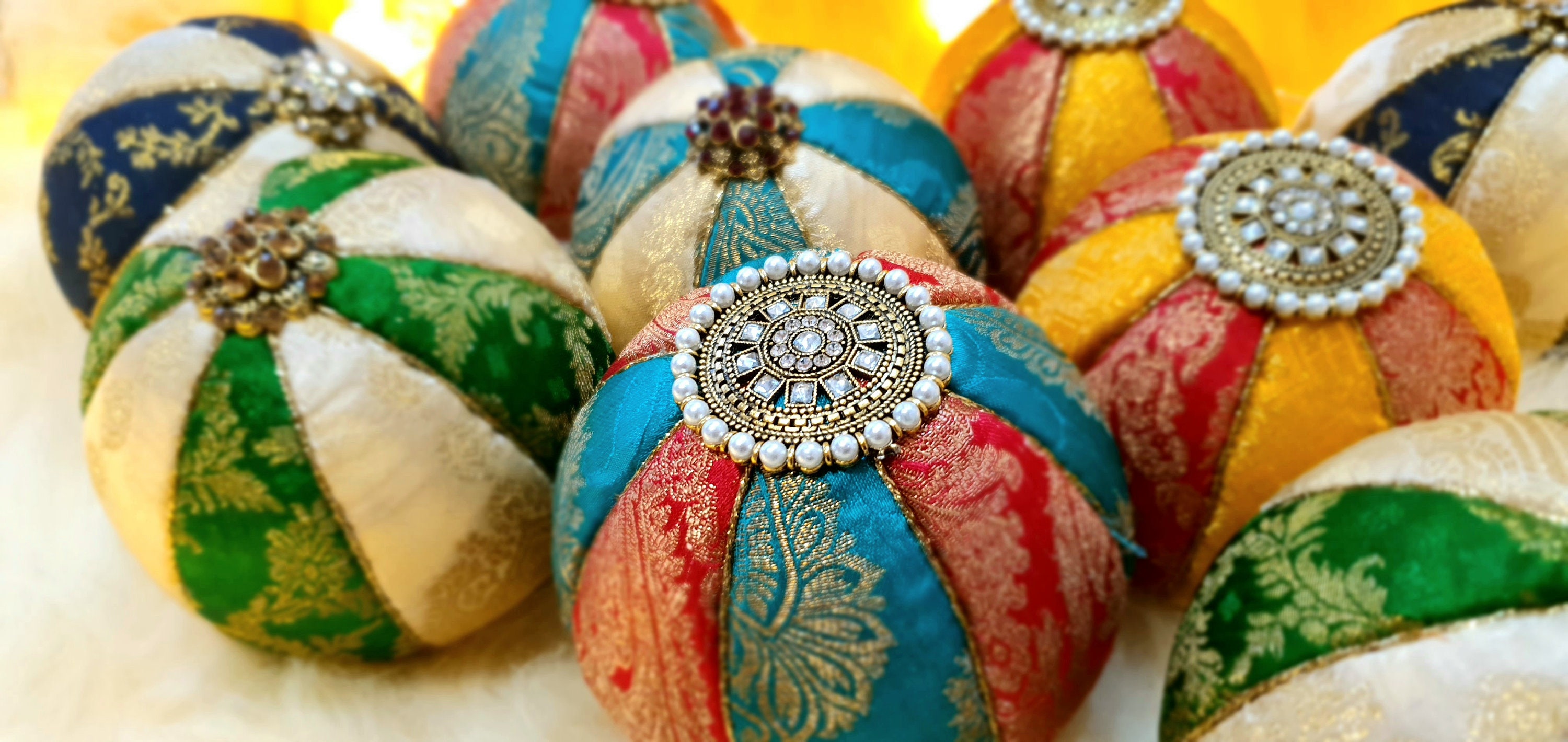 10cm Handmade Fabric Bauble Decoration Unique Christmas - Etsy UK