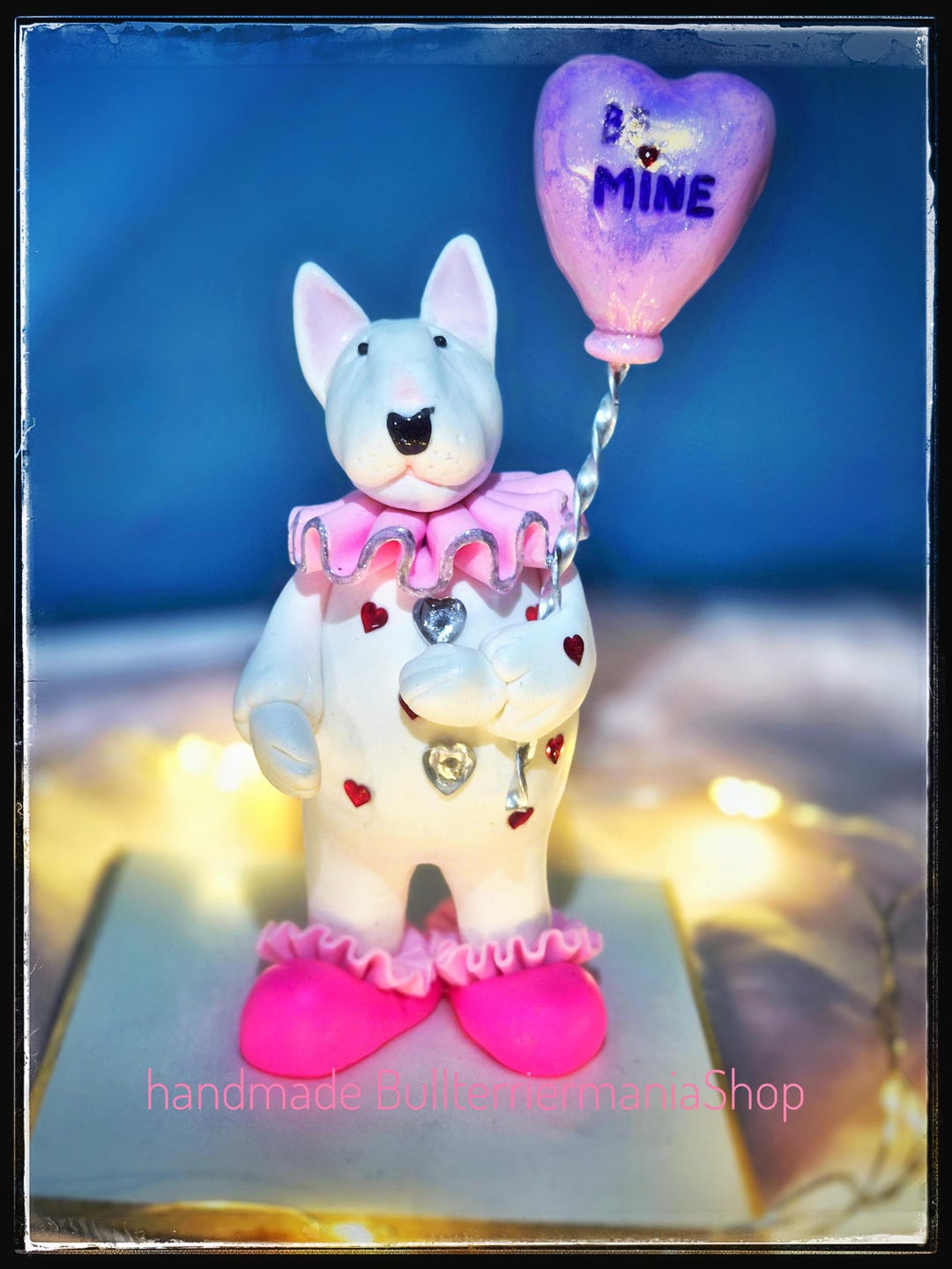 English Bull Terrier Sculpture Handmade Polymer Clay Dog Art, Cute Gift ...
