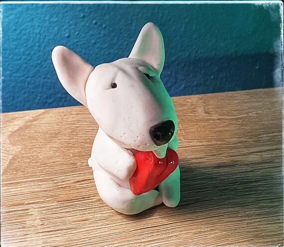 Be My Valentine English Bull Terrier Holding a Heart | Etsy