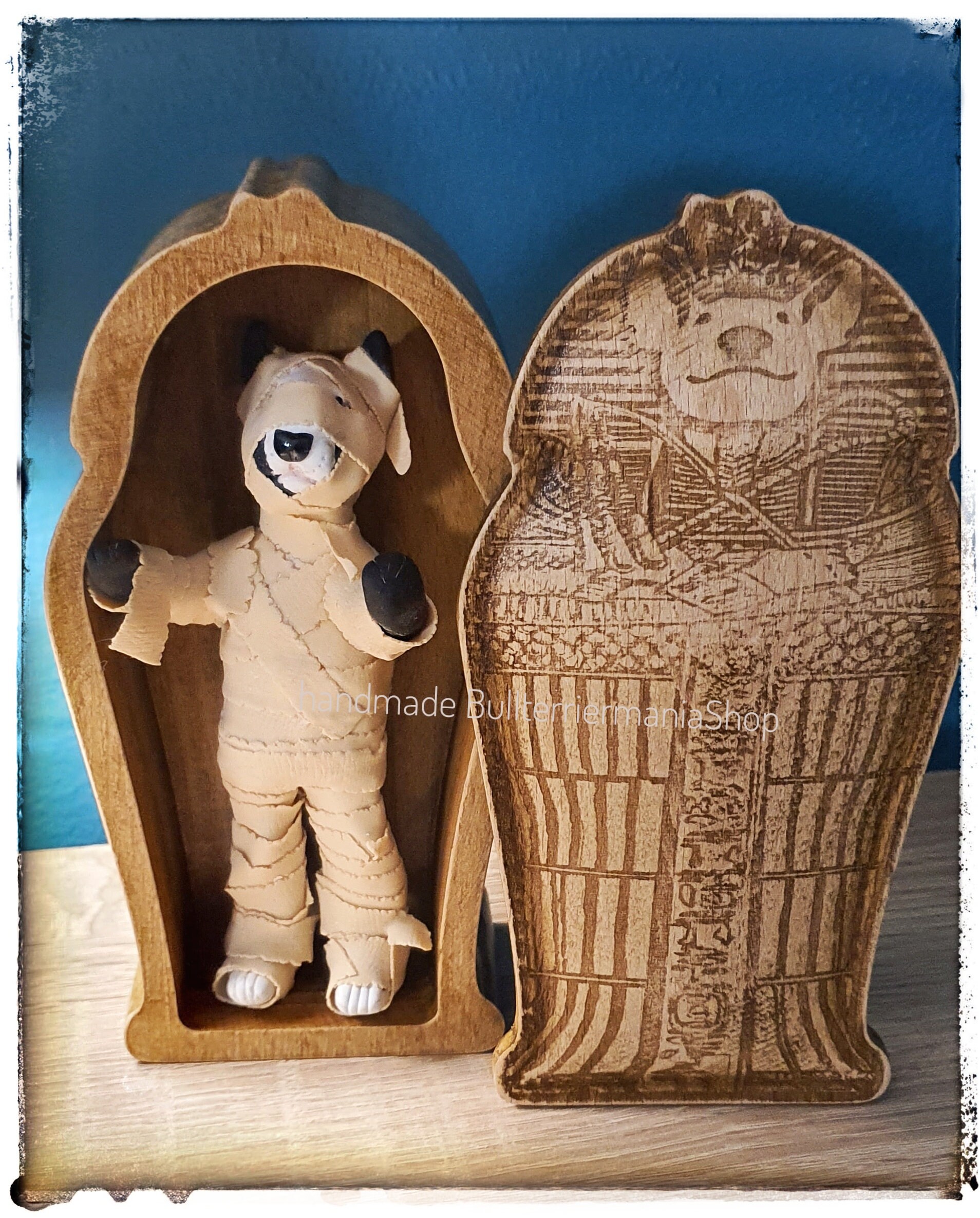 English Bull Terrier Mummy Figurine in a Sarcophagus - Etsy