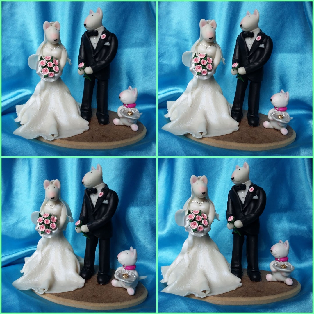 English Bull Terrier Wedding Couple Figurines - Etsy