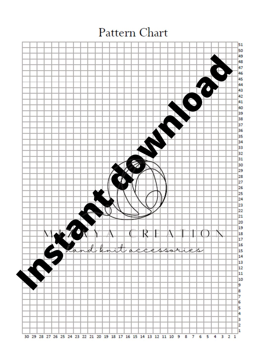 Knitting & Crochet Pattern Chart Printable, Instant Download - Etsy
