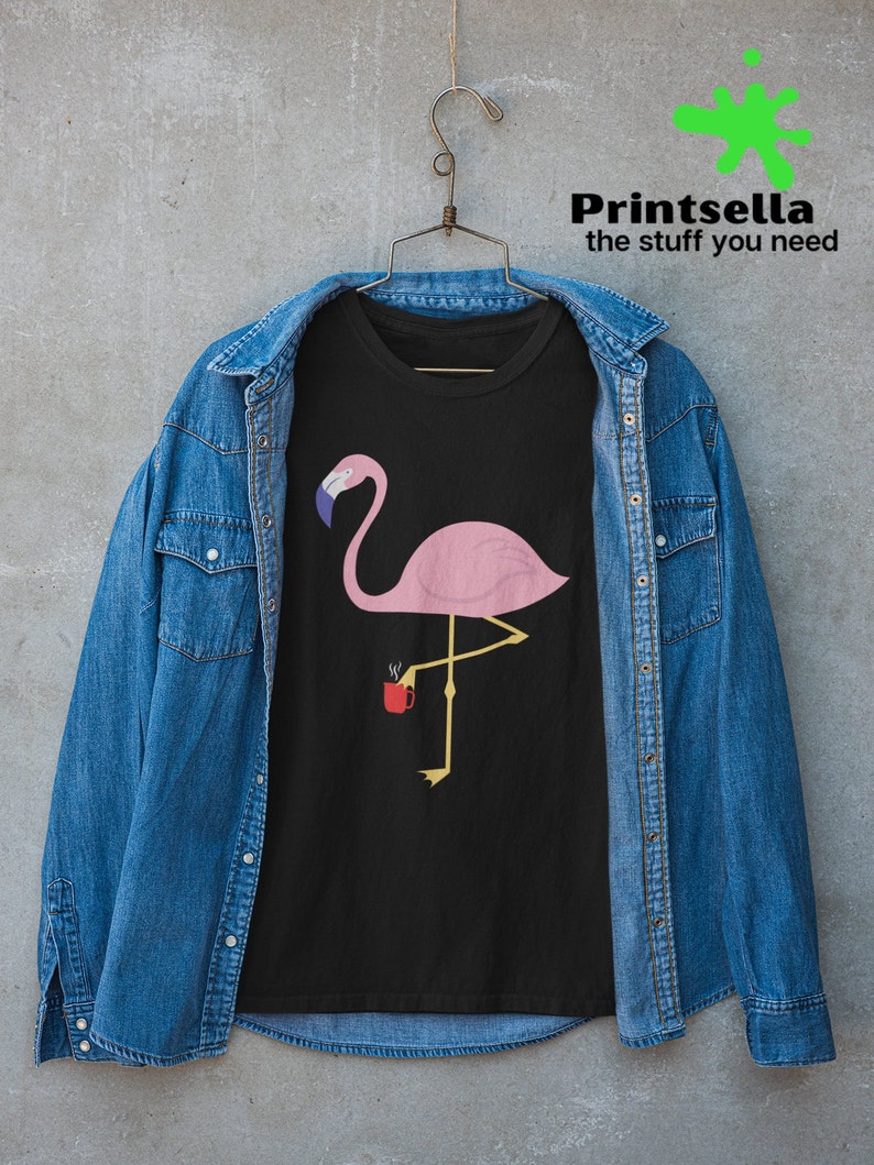 Flamingo Clutching Coffee, Fun Flamingo Coffee Lover Tee, for the ...