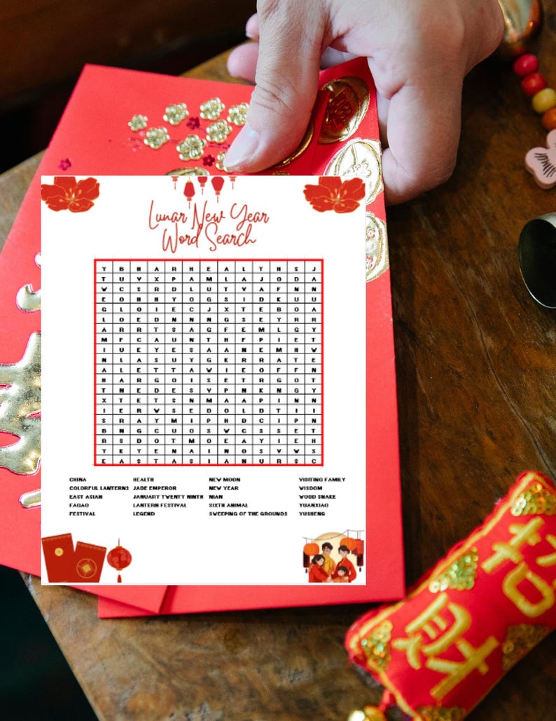 Lunar New Year Word Search Puzzle 20 Words - Etsy