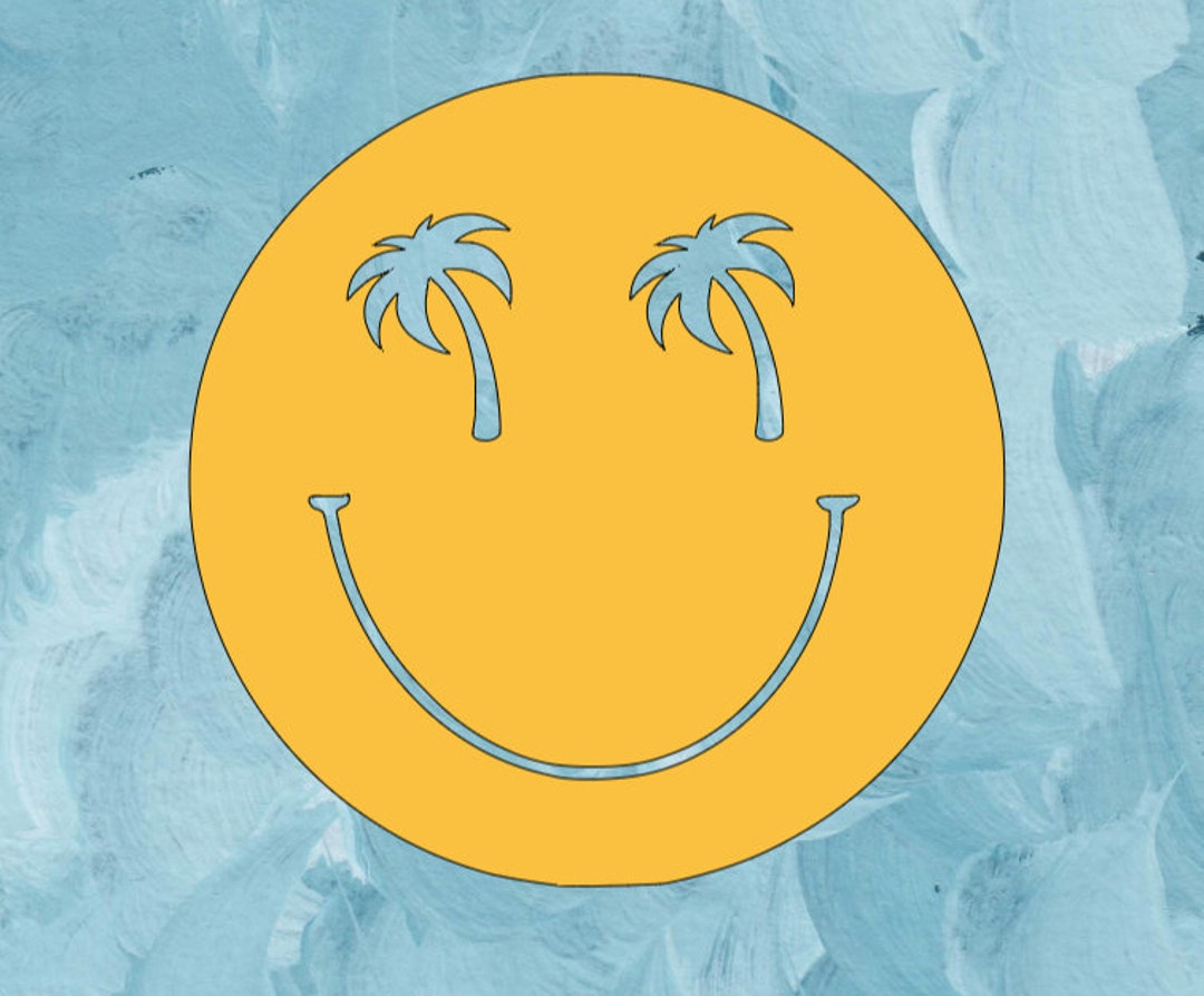 Iron on / HTV: Palm Tree Smiley Face Iron-on Decal / T-shirt Design ...