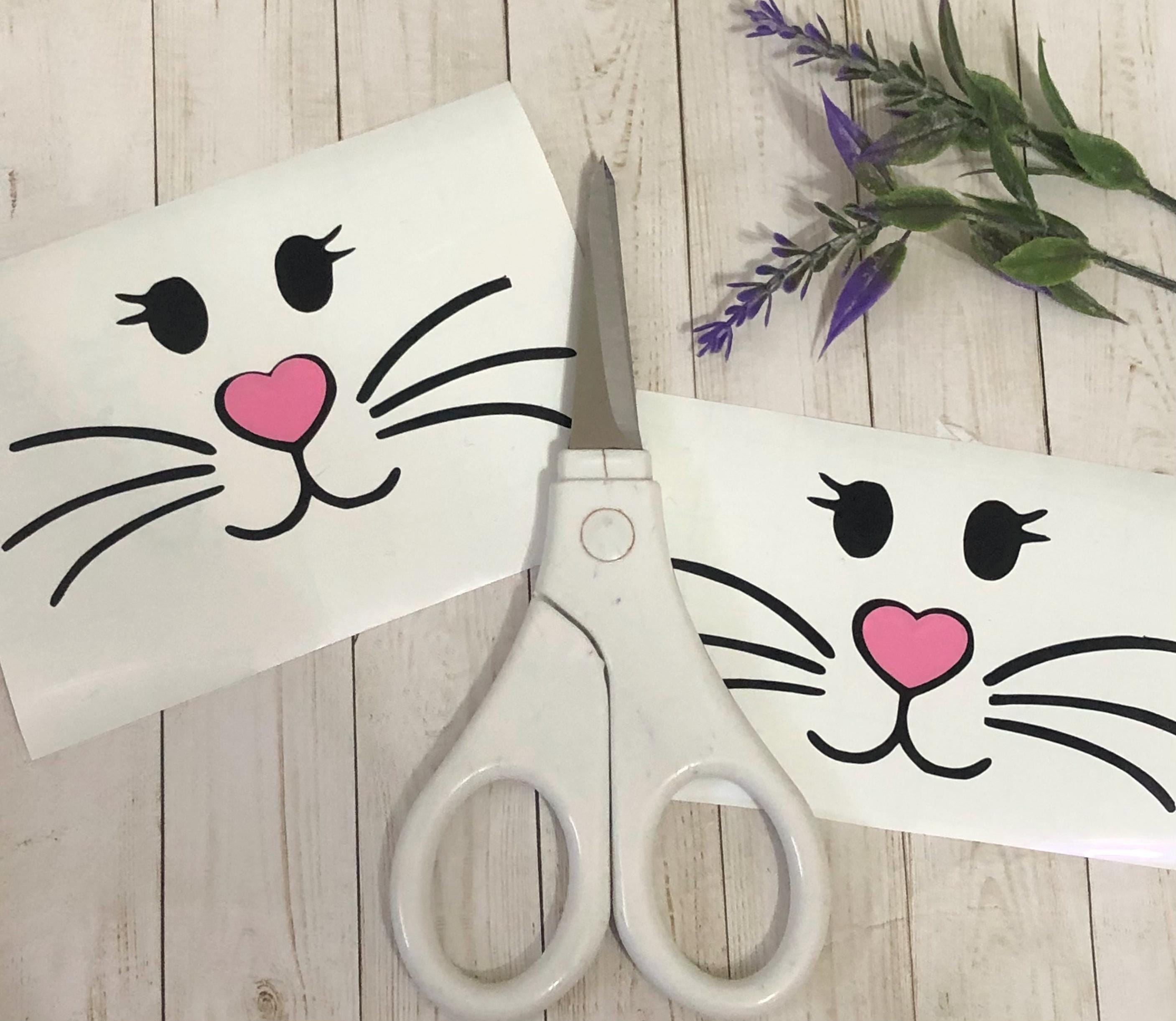 Vinyl Decal: Set of 6 Cute Bunny Face Vinyl Decals / Easter Craft ...