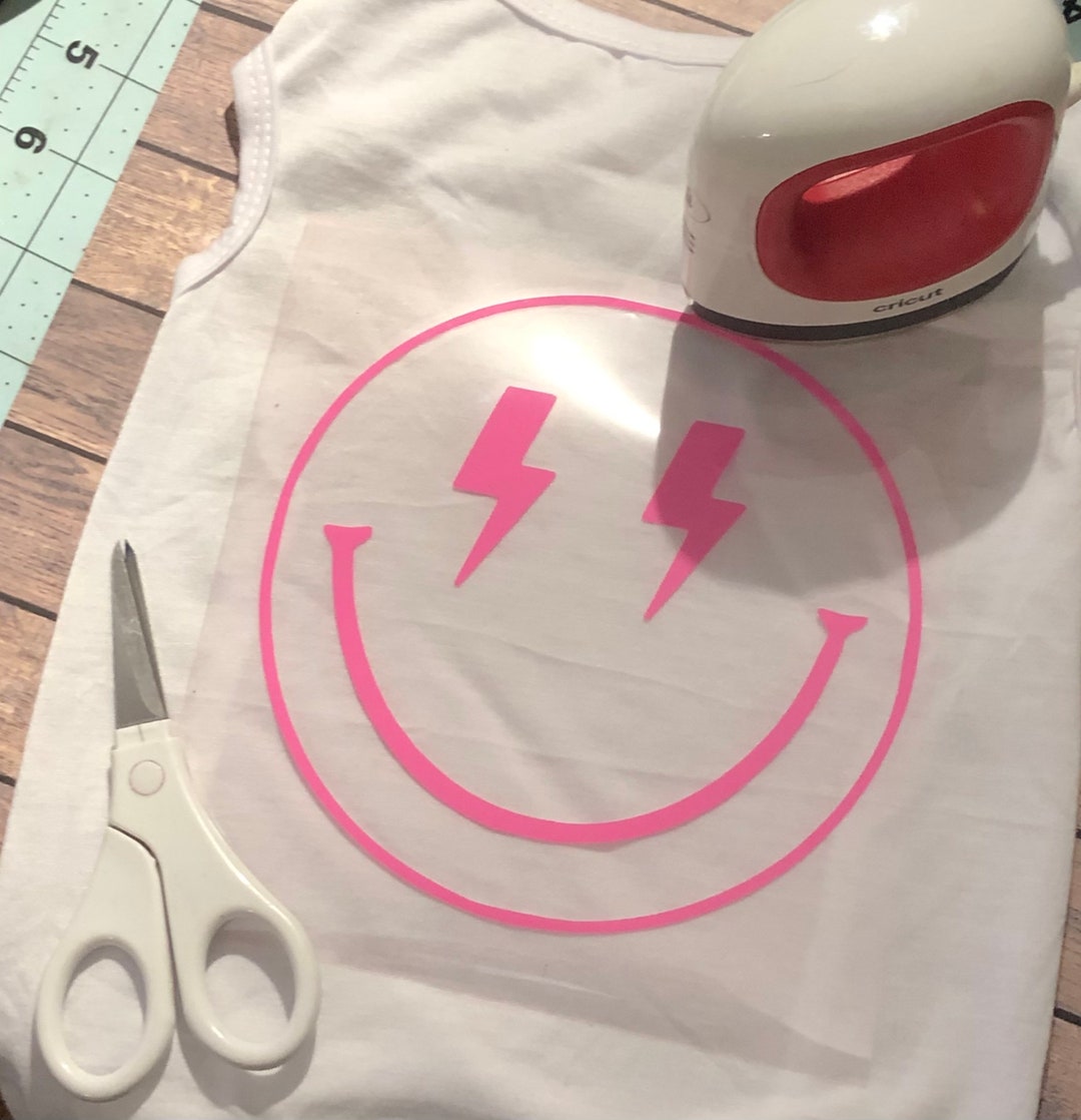 Iron on / HTV: Lightning Bolt Happy Face Iron-on Decal / T-shirt Design ...