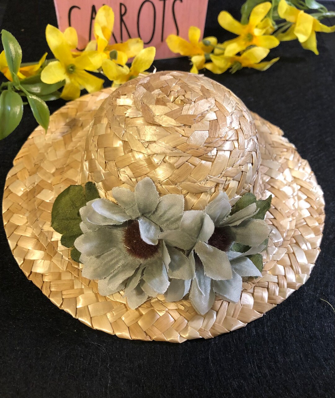 Spring / Easter Round Top Straw Hat / Craft Hat / Doll Hat / DIY ...