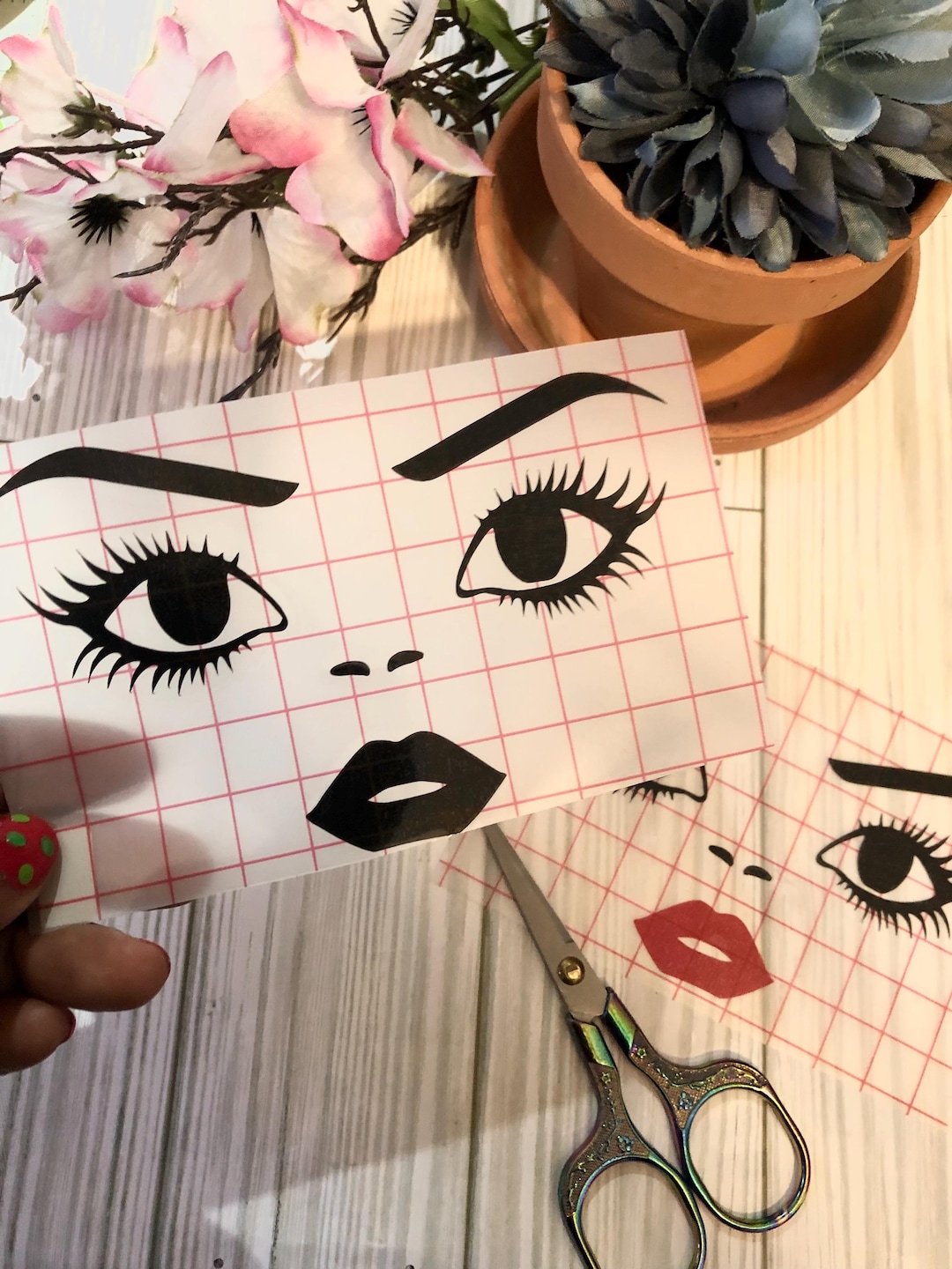 Vinyl Decal: Flower Pot Face (design CP05A) / Fishbowl DIY / Clay ...