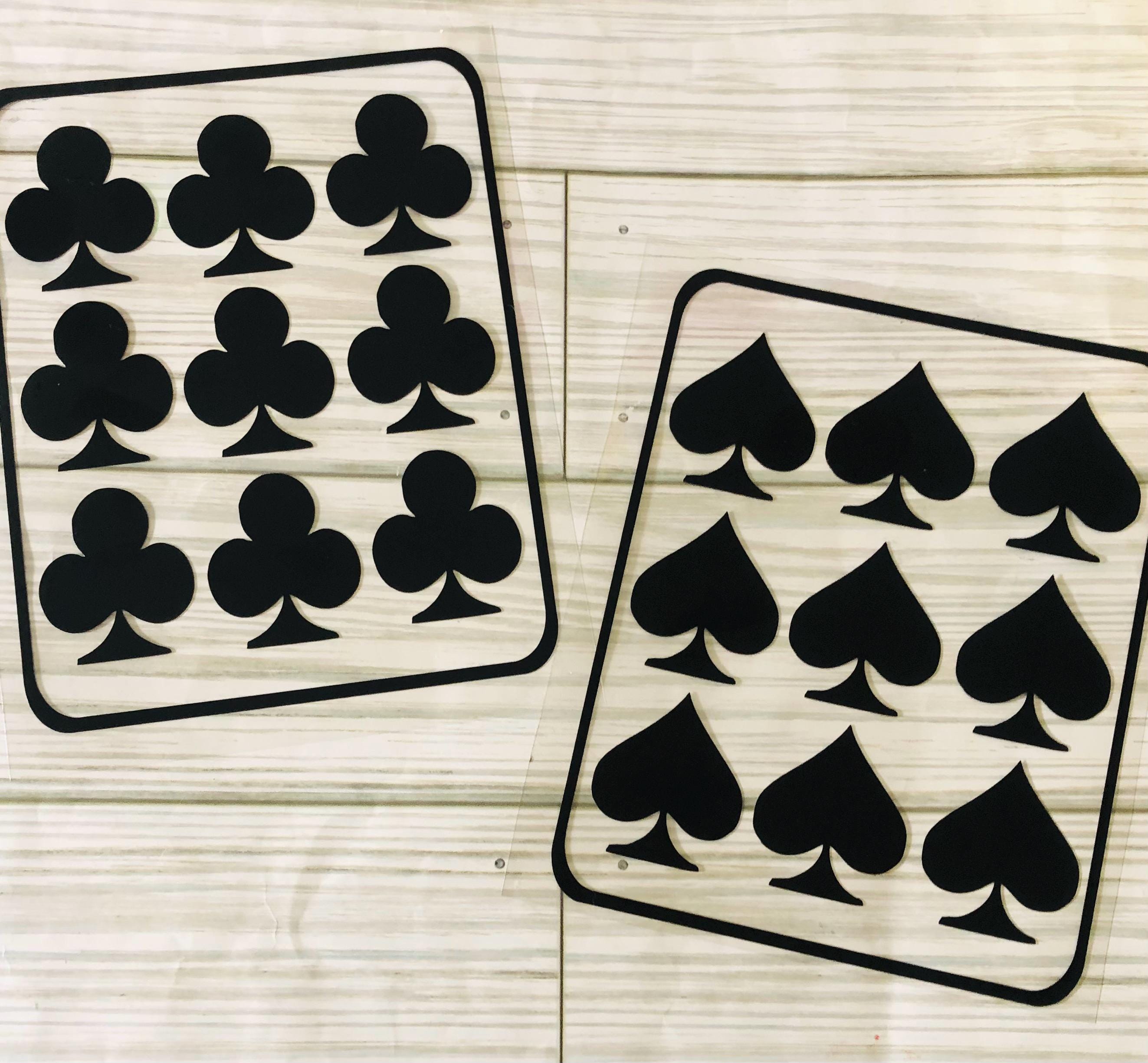Vinyl Decal: Sheet of 9 Playing Card Suits Decals- Hearts, Diamonds ...