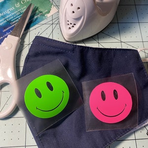 Iron on / HTV: Set of 5 Smiley Face Iron on Decal / T-shirt Design/ Bag ...