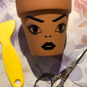 Vinyl Decal: Flower Pot Face (design CP05A) / Fishbowl DIY / Clay ...