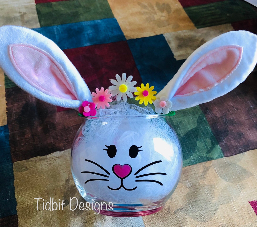 Vinyl Decal: Cute Bunny Face Vinyl Decal / Easter Craft / Easter Bunny ...