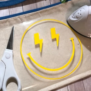 Iron on / HTV: Lightning Bolt Happy Face Iron-on Decal / T-shirt Design ...