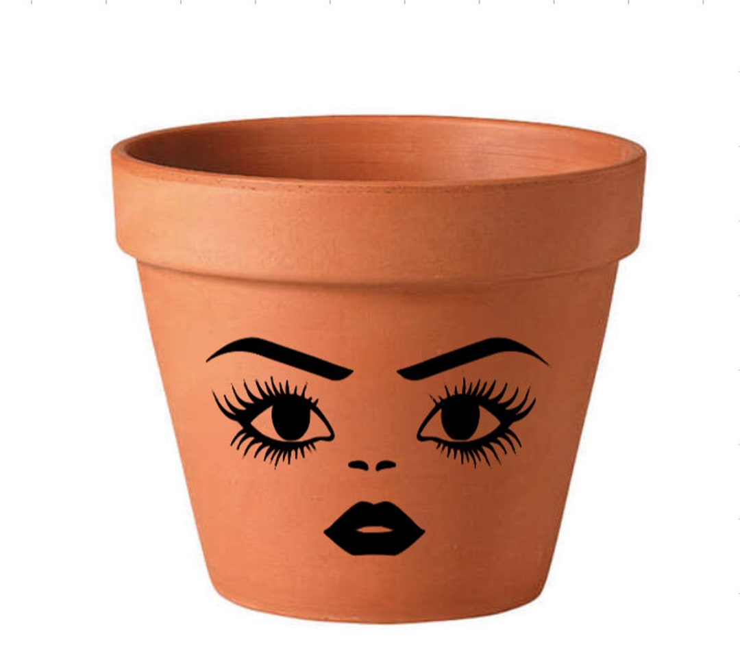 Vinyl Decal: Flower Pot Face design CP05A / Fishbowl DIY / Clay ...
